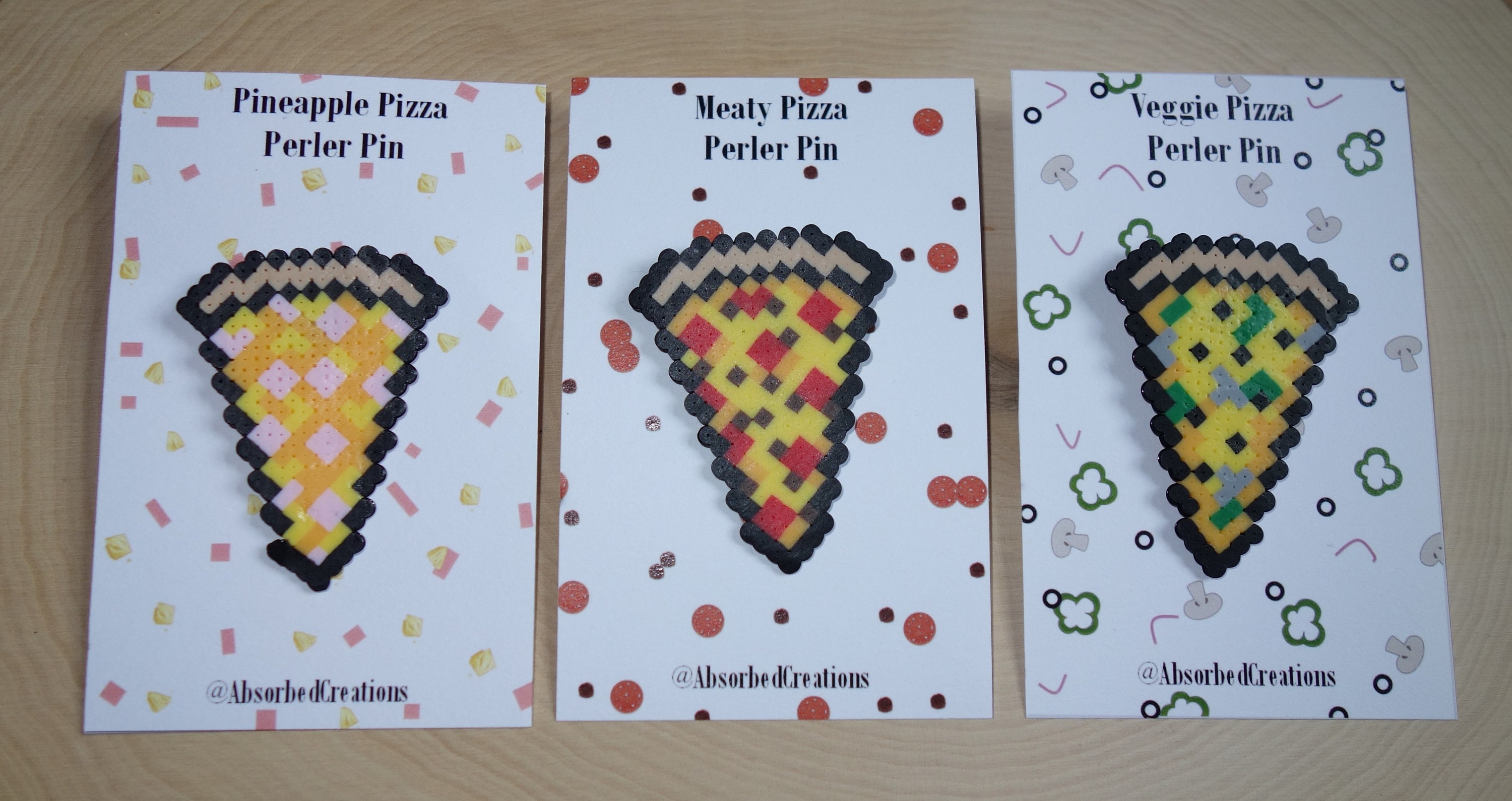 Pizza Perler Pins Mini Perler Beads Options: Veggie, Meaty, Pineapple ...