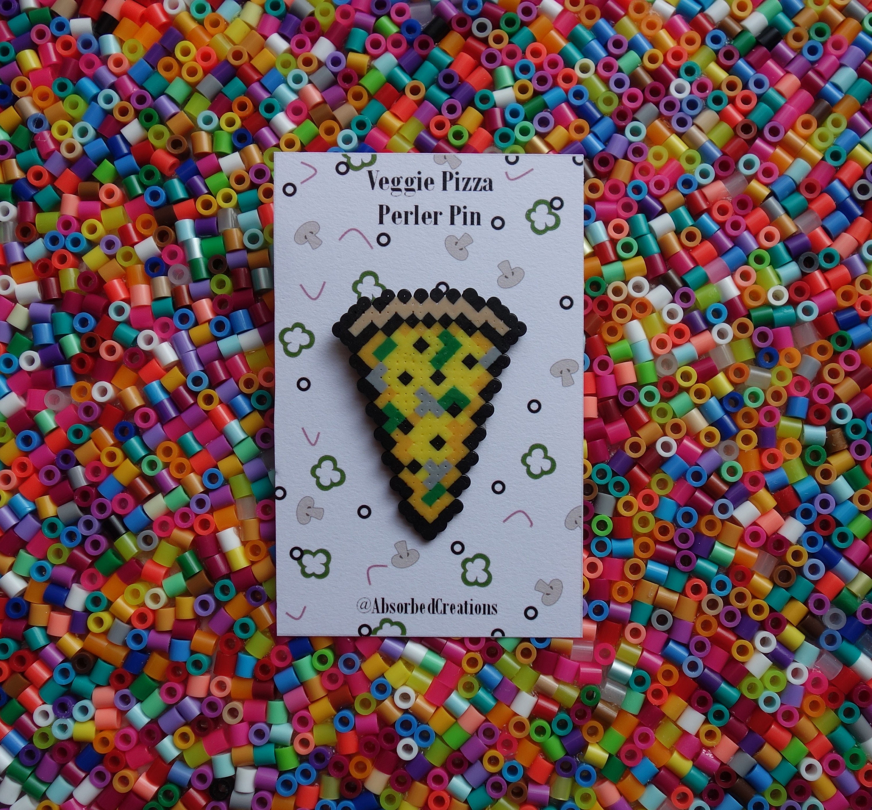 Pizza Perler Pins Mini Perler Beads Options: Veggie, Meaty, Pineapple ...