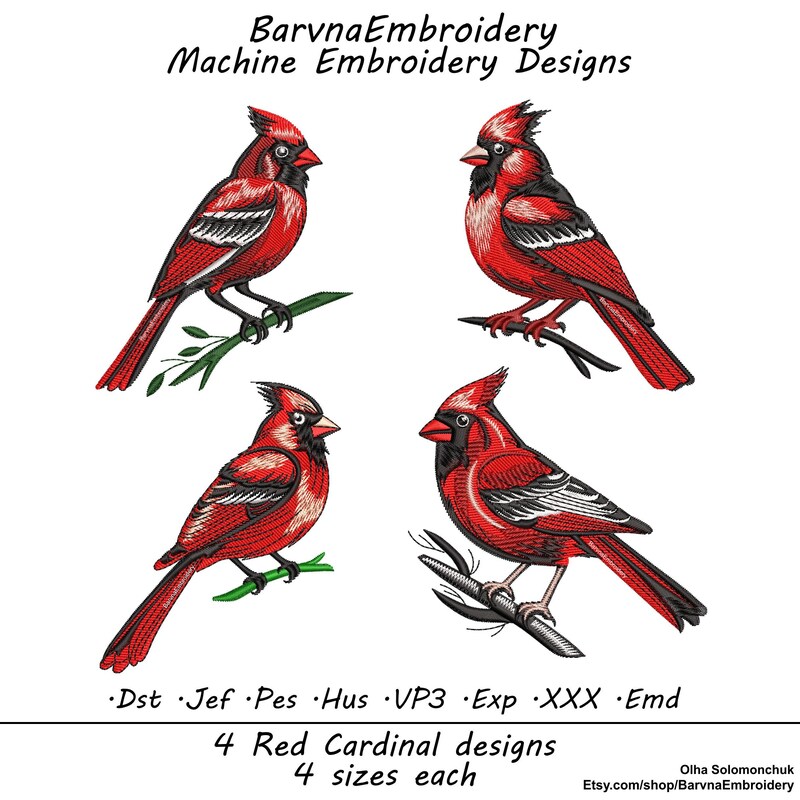 Cardinal Embroidery - Etsy
