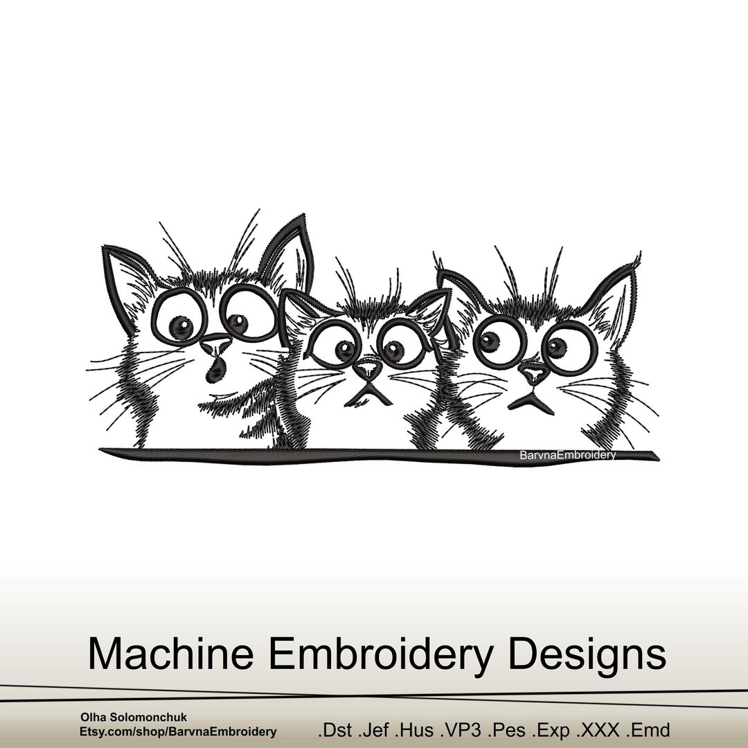 Cats Machine Embroidery Designs, Cat Embroidery File, Instant Doqnload ...