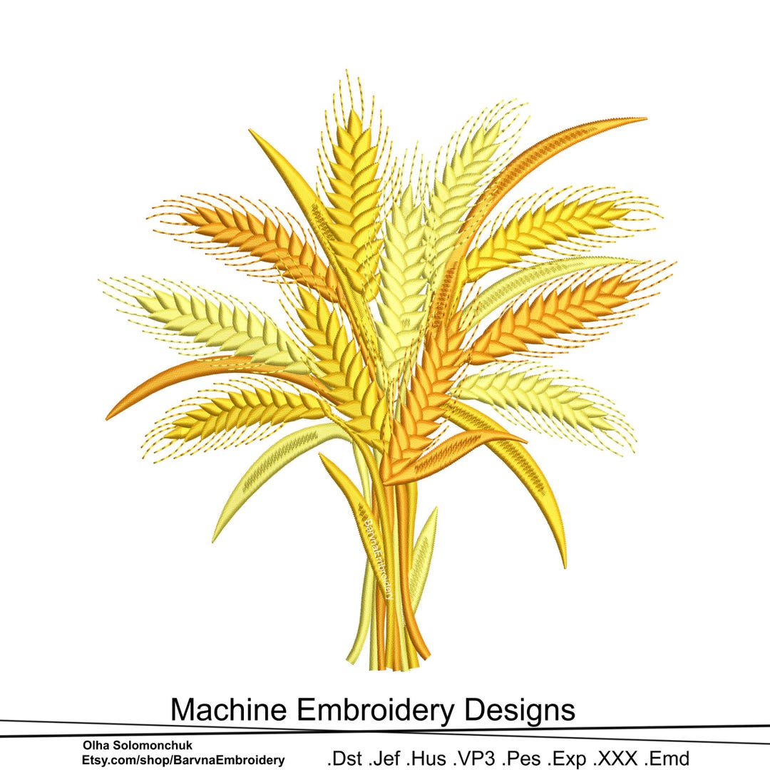 Wheat Spikelets Machine Embroidery Designs, Ears of Wheat Embroidery ...