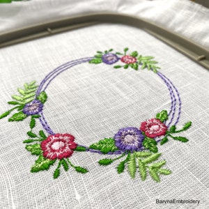 Flower Wreath Machine Embroidery Designs, Instant Download - Etsy