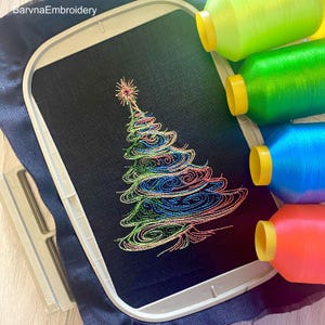 Christmas Tree Embroidery Design, Colorful Machine Embroidery File ...