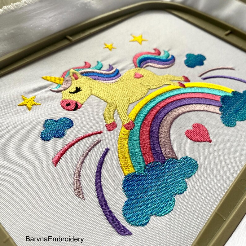 Unicorn Rainbow Embroidery Design, Colorful Machine Embroidery File for ...