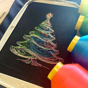 Christmas Tree Embroidery Design, Colorful Machine Embroidery File ...