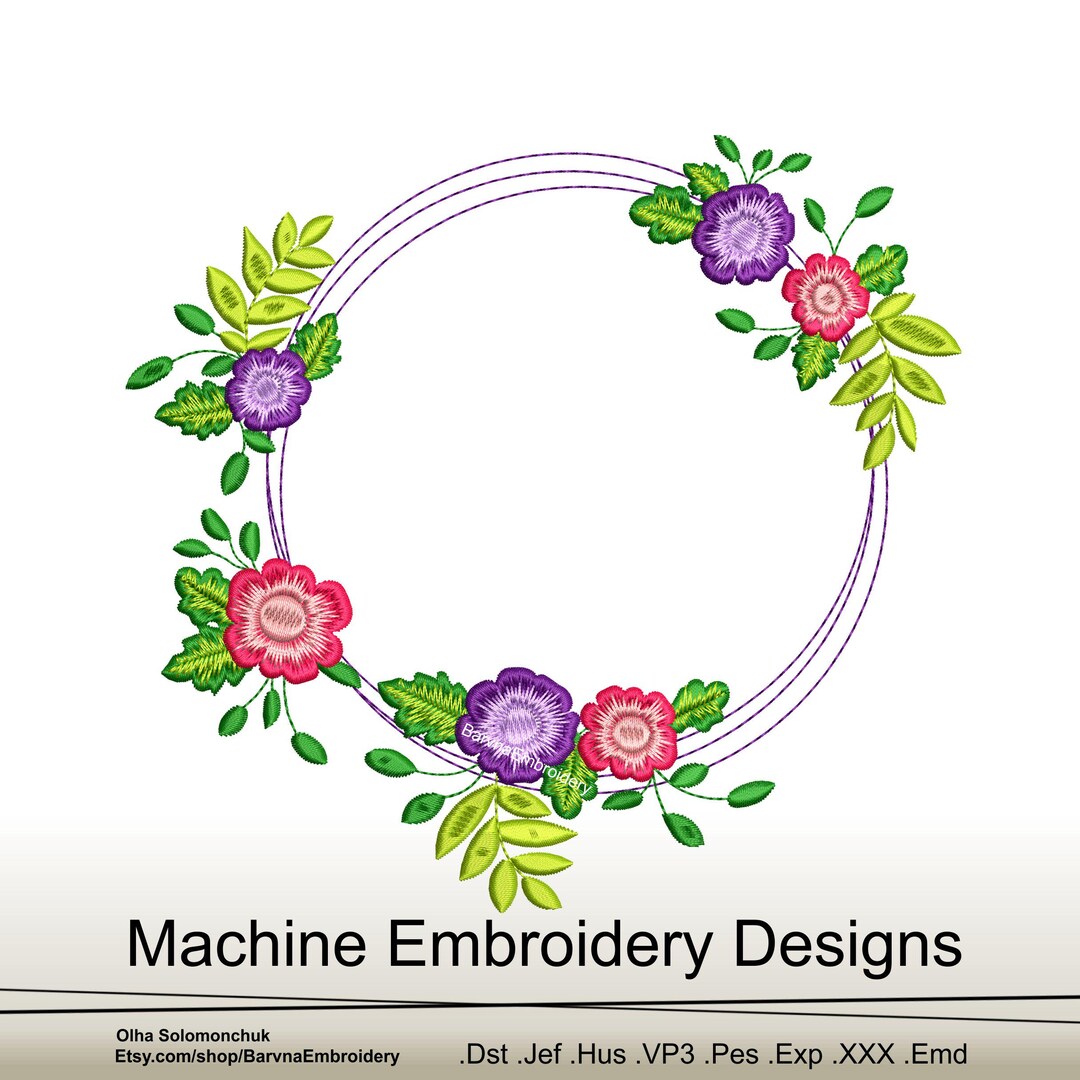 Flower Wreath Machine Embroidery Designs, Instant Download - Etsy