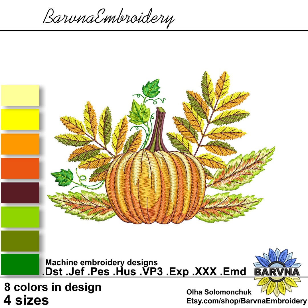 Machine Embroidery Designs Fall Embroidery Designs Pumpkin - Etsy