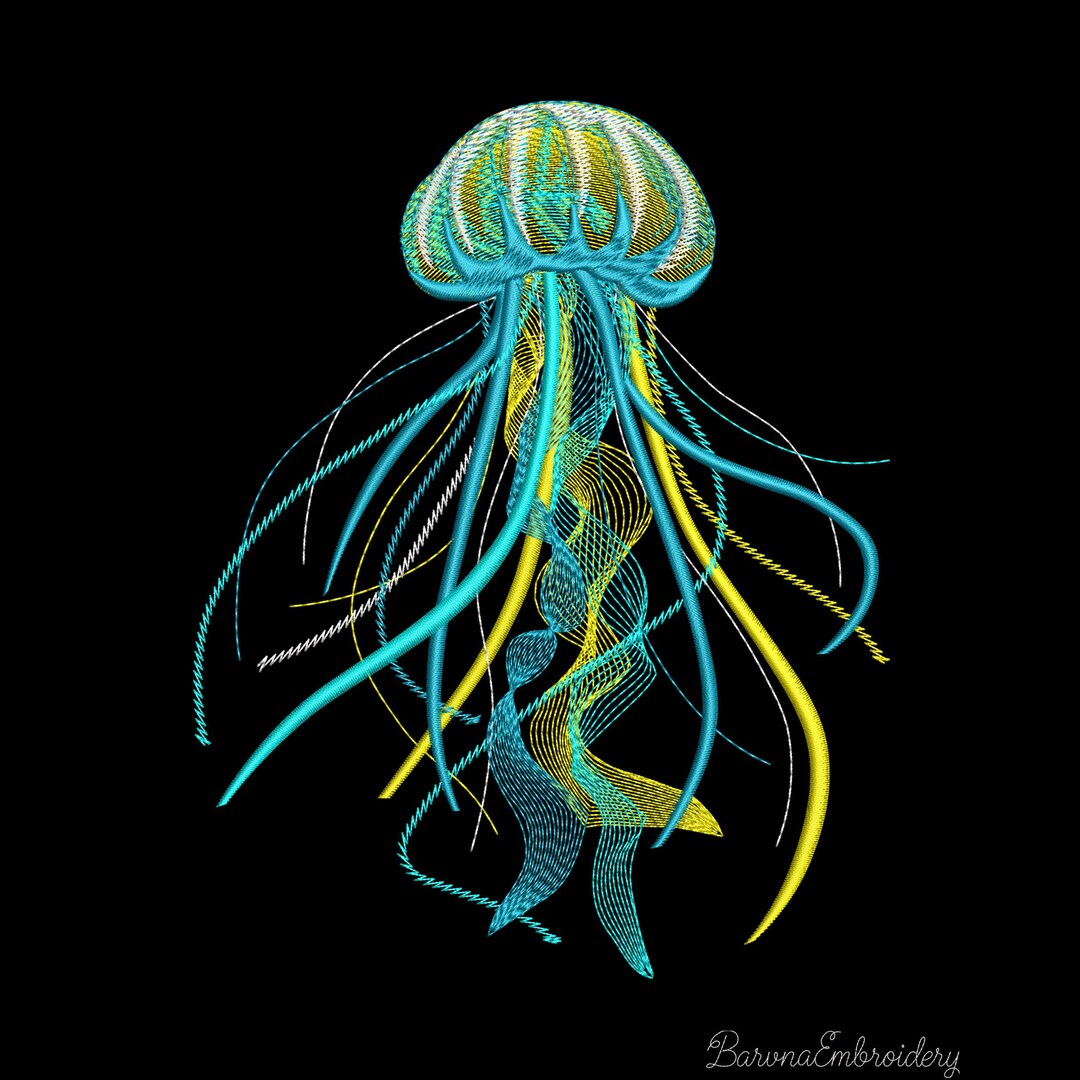 Jellyfish Machine Embroidery Design, Ocean Theme Embroidery File ...