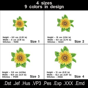 Sunflower Machine Embroidery Designs Set of 6 Digital Files, Instant ...