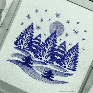 4 Winter Embroidery Designs for Machine, Winter Landscape Embroidery ...