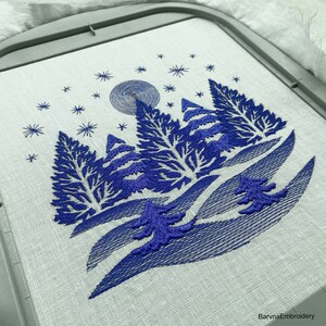 Winter Landscape Embroidery Design: Christmas Machine Embroidery ...