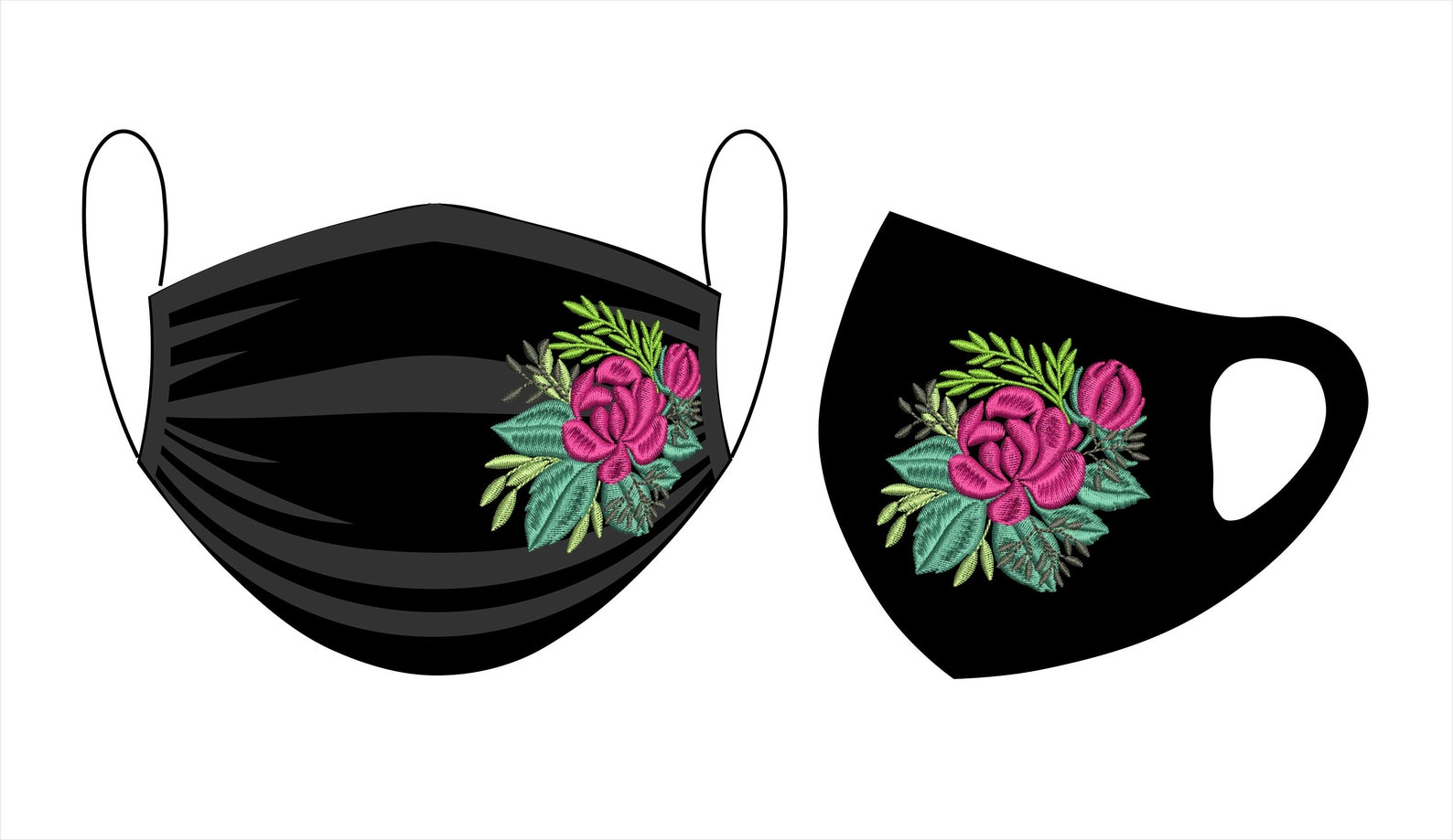 Machine Embroidery Designs for Face Mask Flowers Face Mask | Etsy