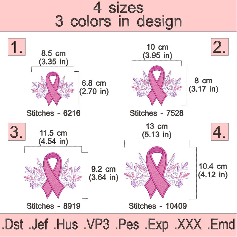 Machine Embroidery Designs Awareness Ribbon Breast Cancer | Etsy