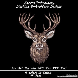 Deer Head Machine Embroidery Design: Wildlife Winter Craft (instant ...