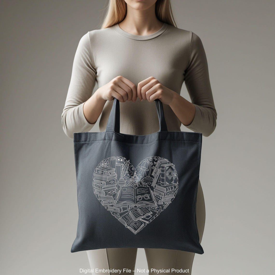 Book Heart Line Art Machine Embroidery Design, Single Color Outline ...