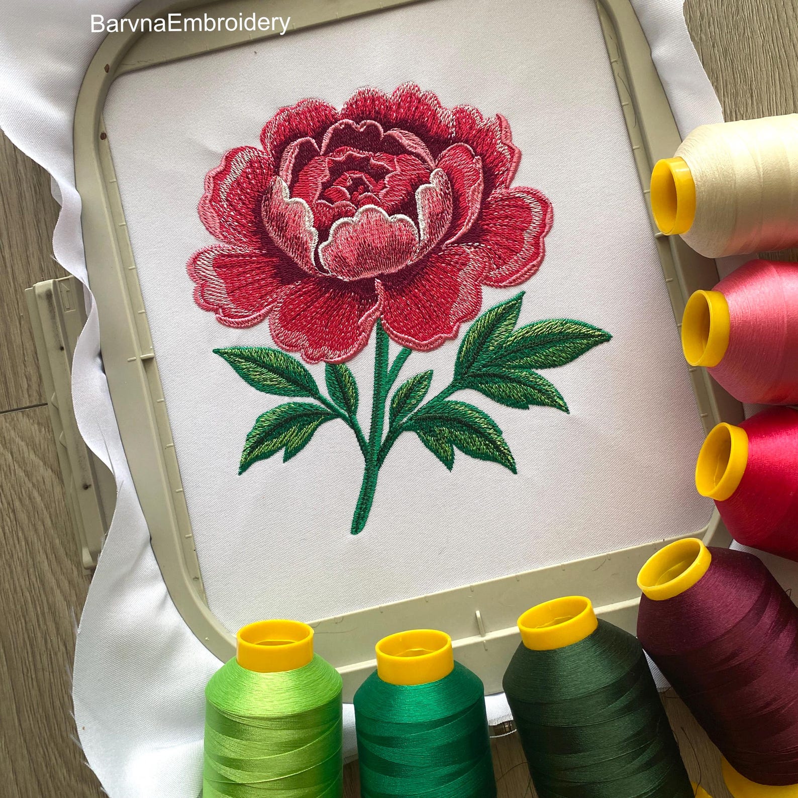 Peony Flower Embroidery Design – Large Floral Machine Embroidery File ...