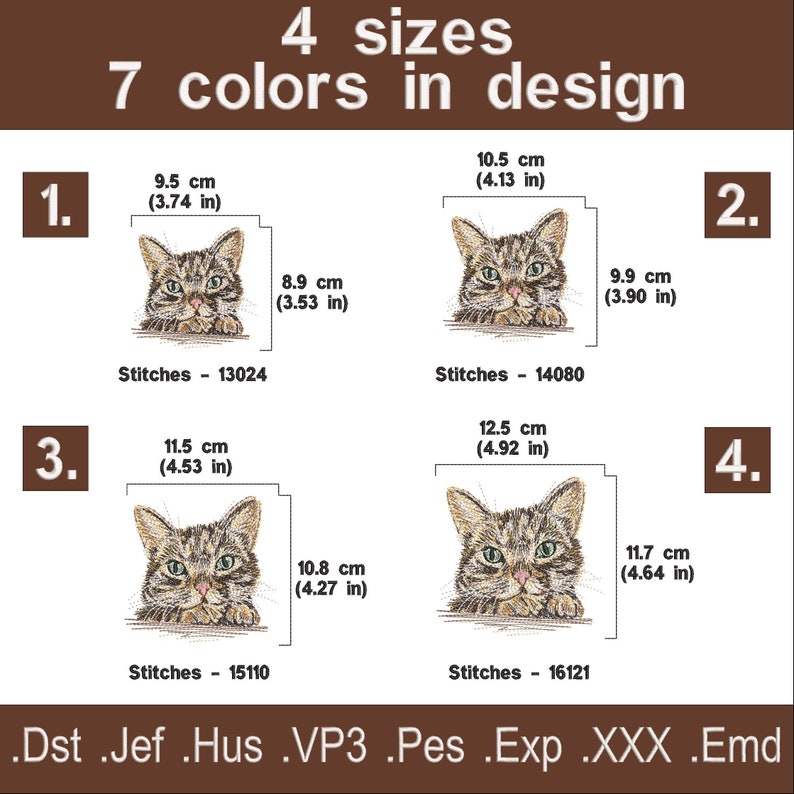 Cute Cat Machine Embroidery Designs Animals Embroidery Home - Etsy