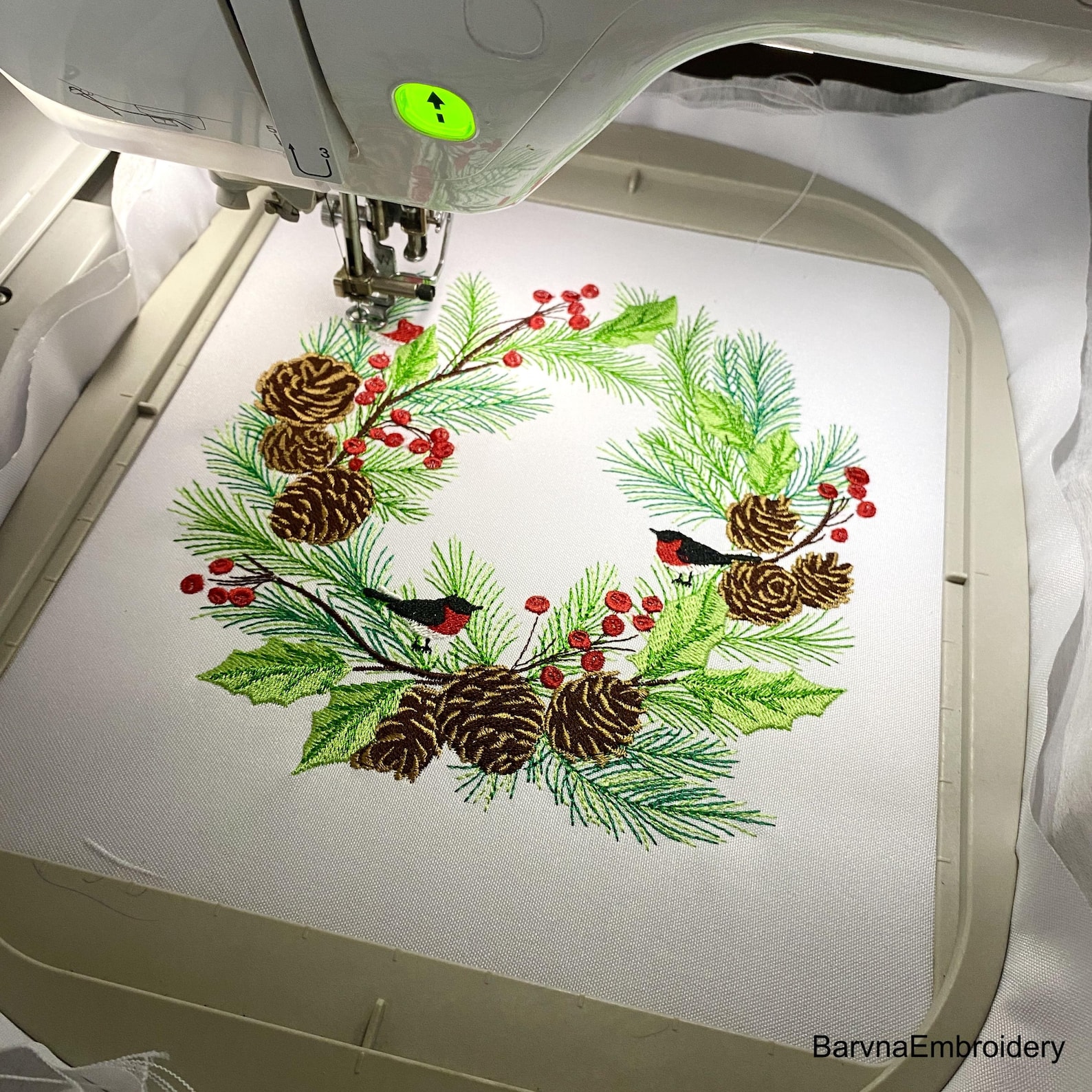 Christmas Wreath Embroidery Design, Winter Machine Embroidery File ...
