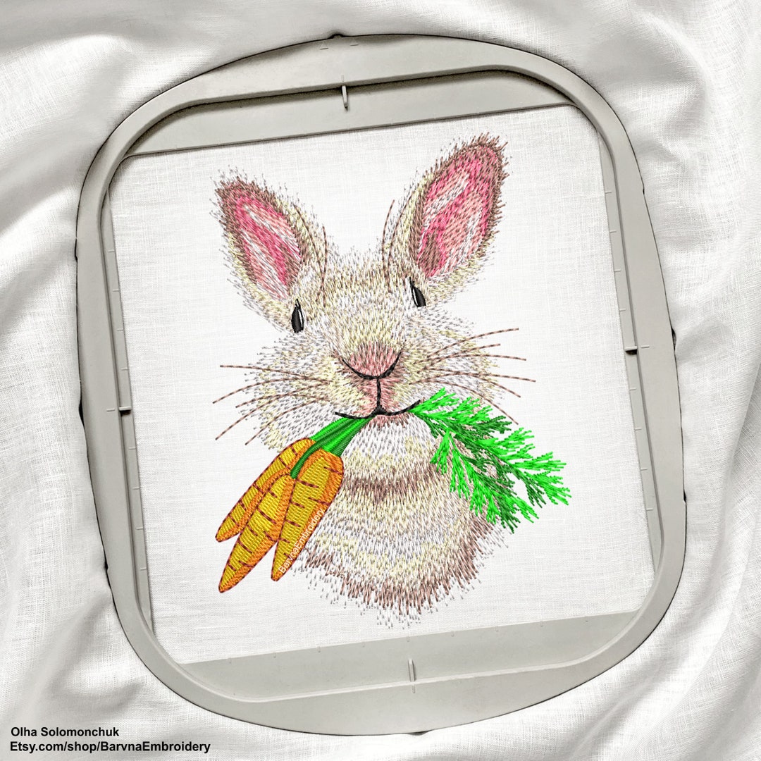 Bunny Machine Embroidery Designs, Bunny With a Carrots Embroidery Files ...