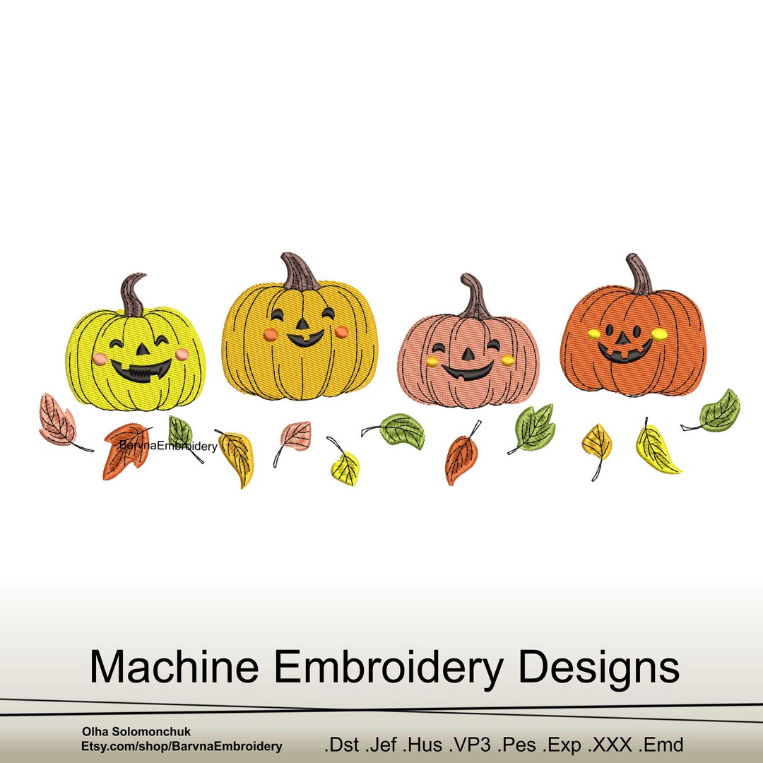 Pumpkins Machine Embroidery Designs, Fall Embroidery Files, Digital ...