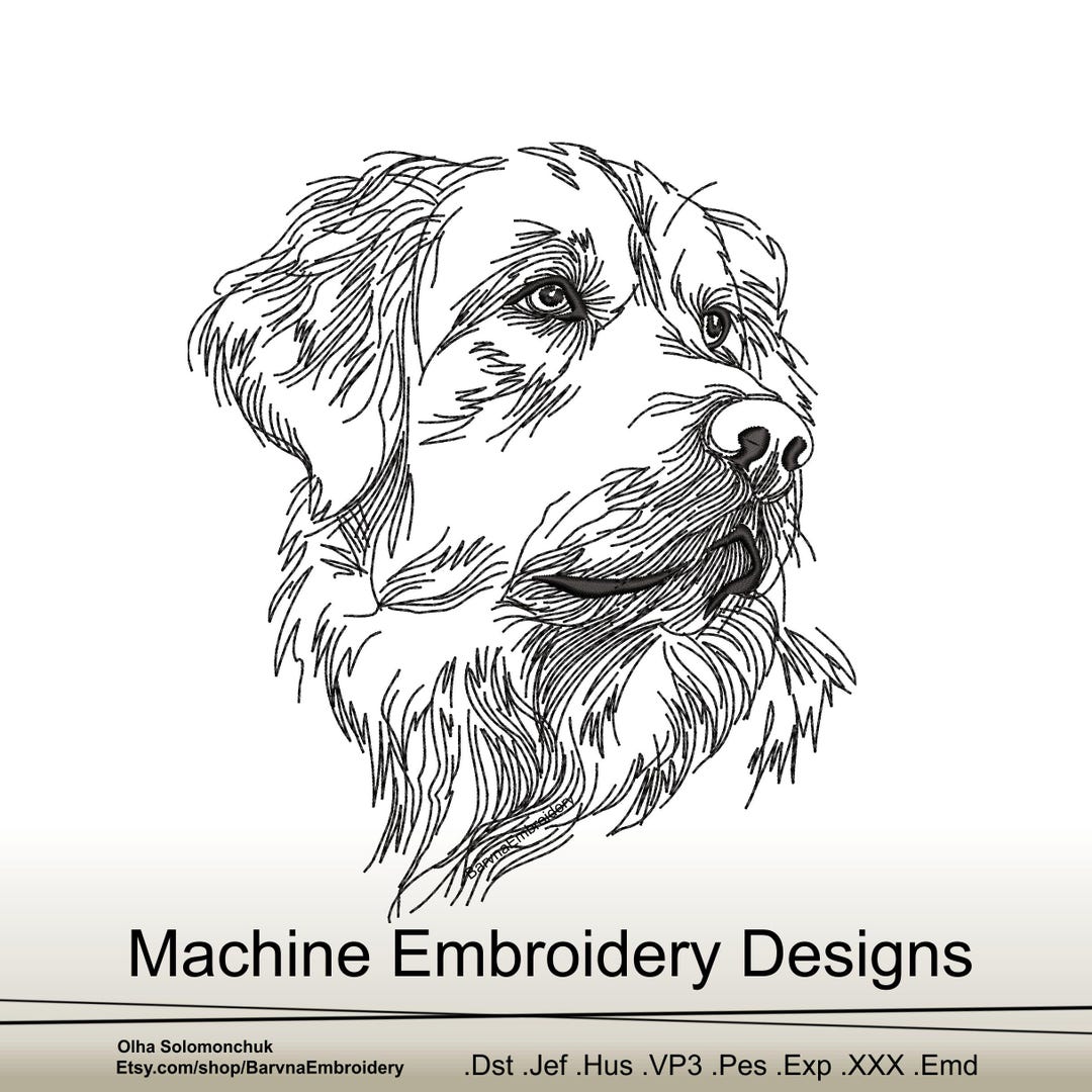 Golden Retriever Digital Machine Embroidery Design, Pets Embroidery ...