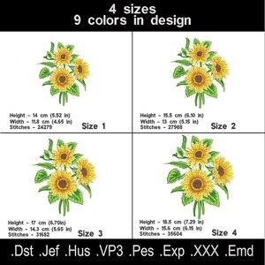 Sunflower Machine Embroidery Designs Set of 6 Digital Files, Instant ...