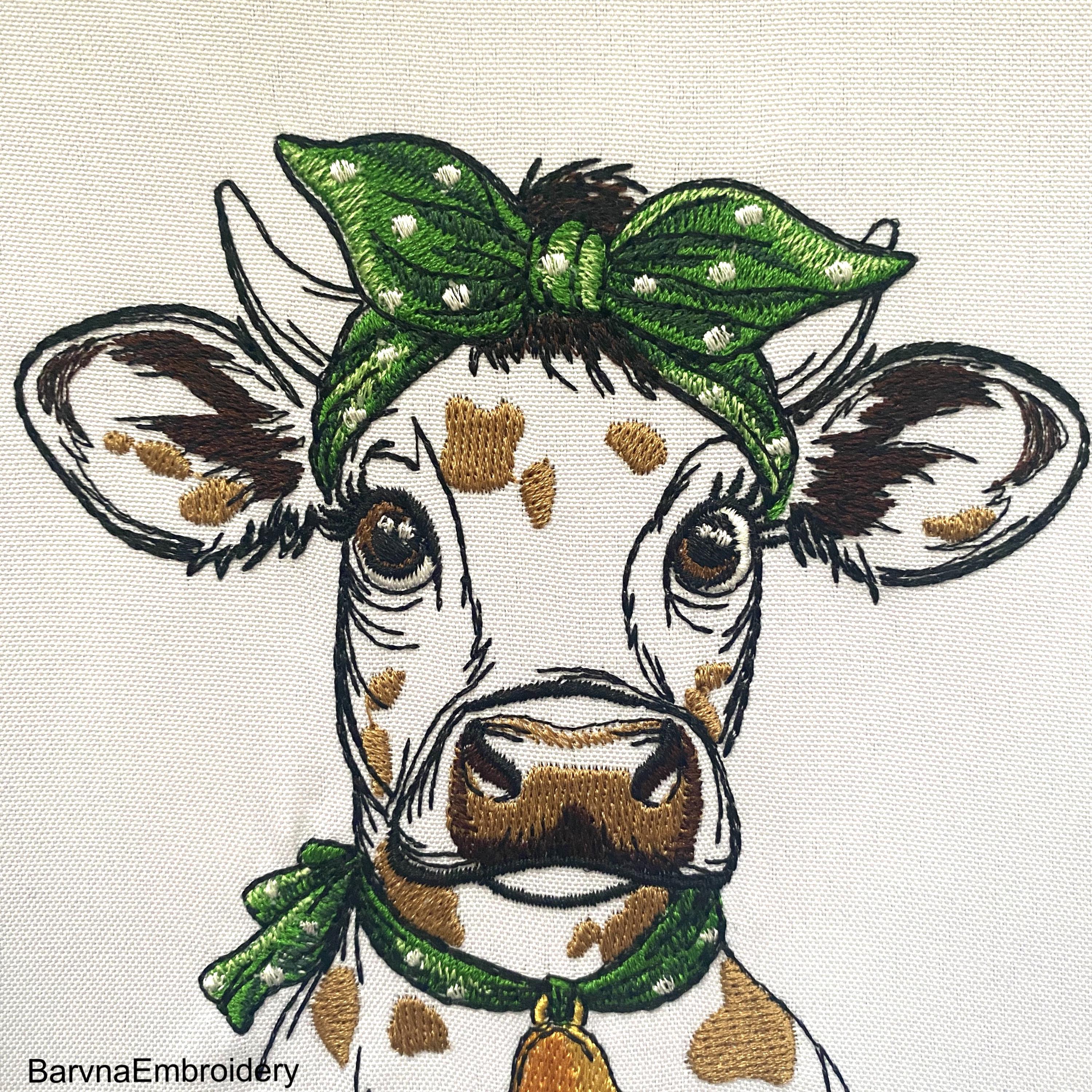 Cow Embroidery Design for Machine: Farm Animal With Bandana (digital ...