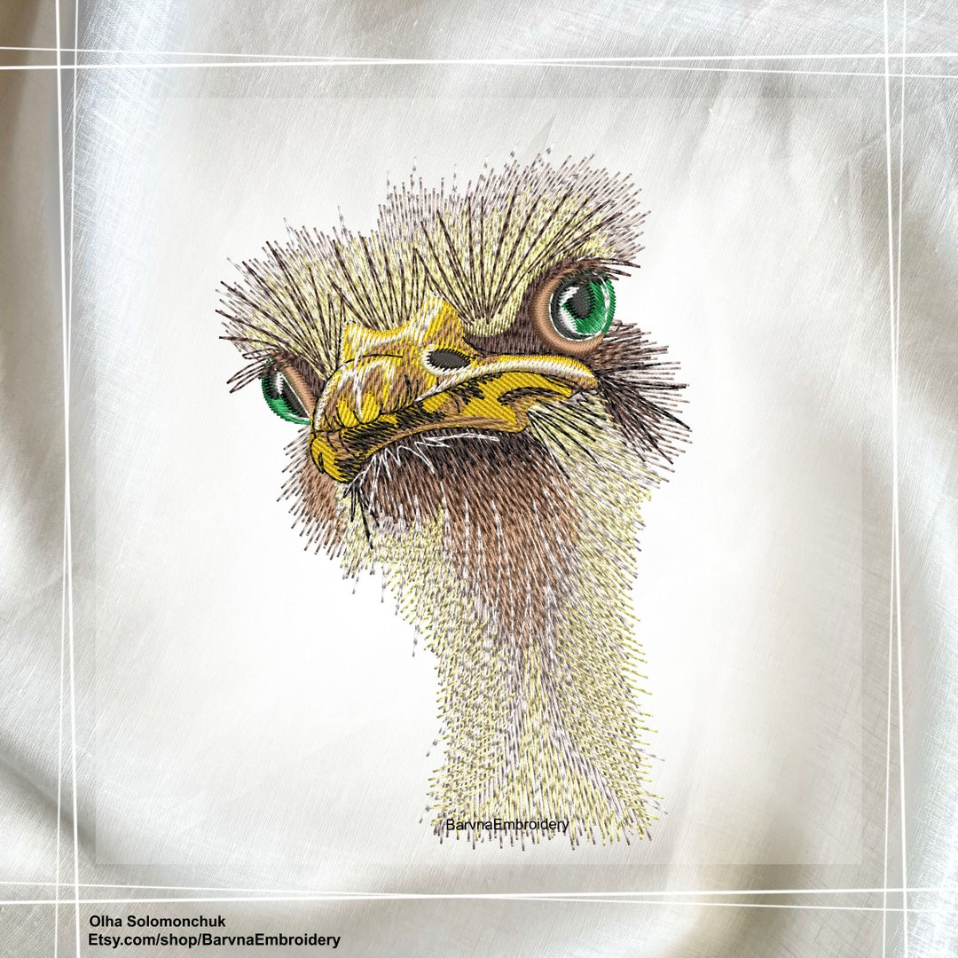 Ostrich Machine Embroidery Designs, Ostrich Embroidery Files, Instant ...