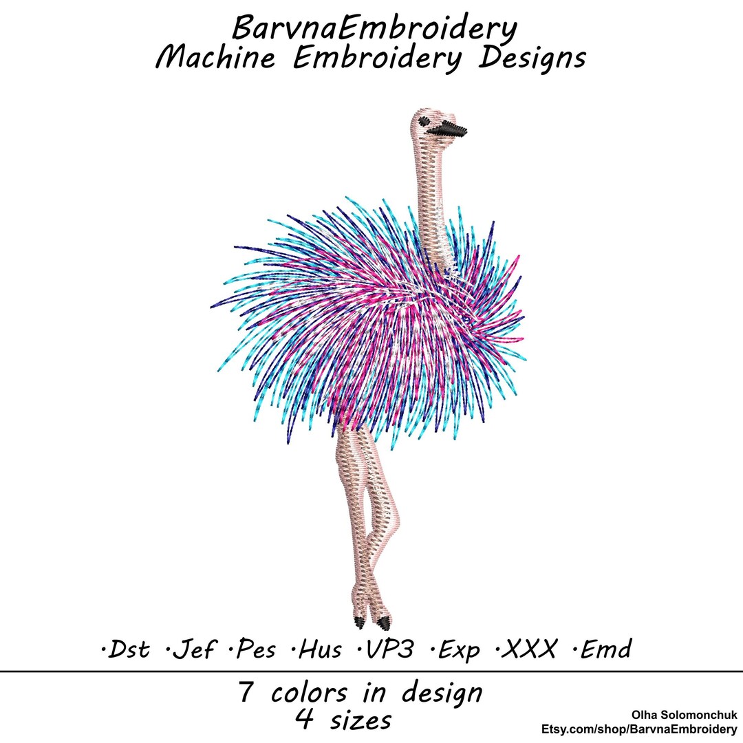 Ostrich Embroidery Design Ostrich Bird Embroidery Files For Machine