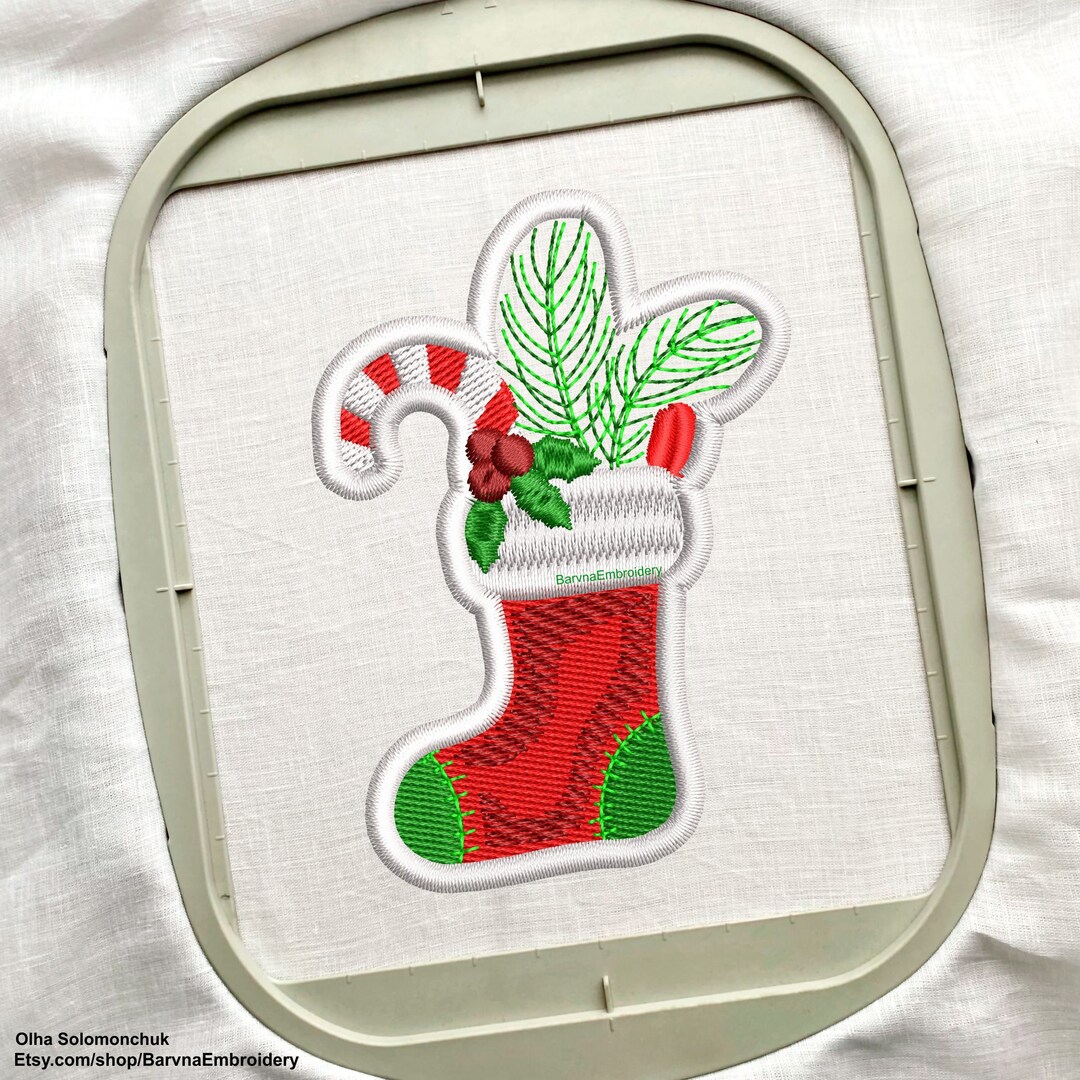 Christmas Sock Machine Embroidery Design, Patch Embroidery Designs ...