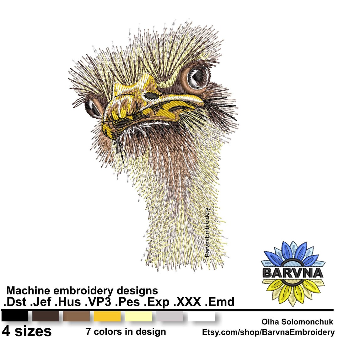 Ostrich Machine Embroidery Designs Ostrich Embroidery Files - Etsy