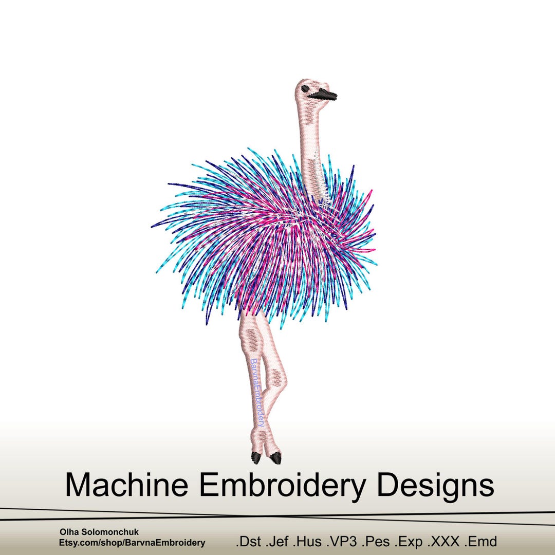 Ostrich Bird Machine Embroidery Designs, Instant Download - Etsy