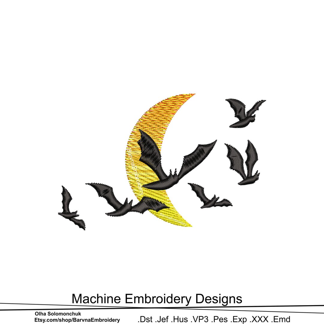 Flying Bats Embroidery Designs for Machine, Halloween Embroidery ...