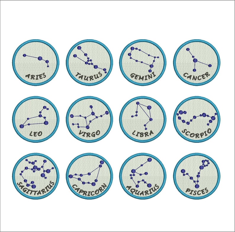 Embroidery Design Files. Zodiac Signs Embroidery Design Pack - Etsy