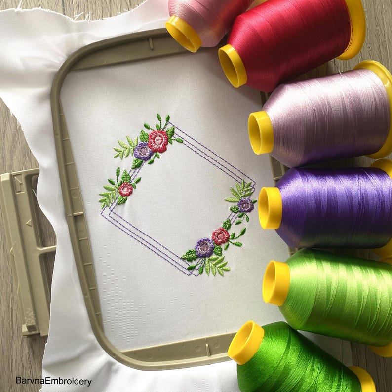Flower Frame Machine Embroidery Designs, Floral Embroidery Files ...