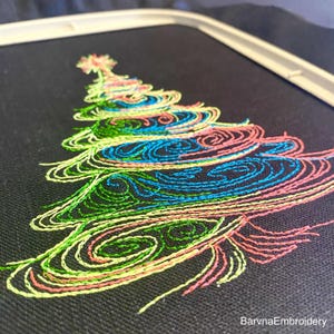 Christmas Tree Embroidery Design, Colorful Machine Embroidery File ...