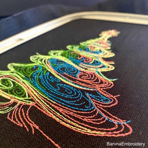 Christmas Tree Embroidery Design, Colorful Machine Embroidery File ...