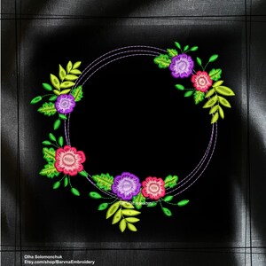 Flower Wreath Machine Embroidery Designs, Instant Download - Etsy