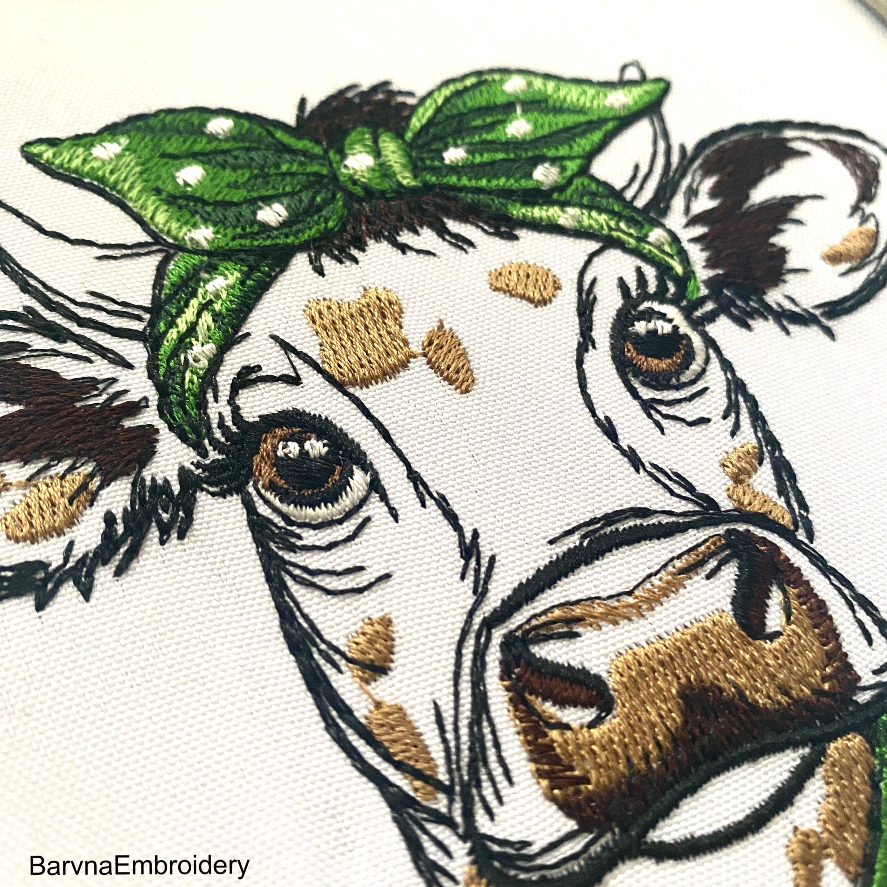 Cow Embroidery Design for Machine: Farm Animal With Bandana (digital ...