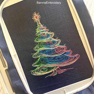 Christmas Tree Embroidery Design, Colorful Machine Embroidery File ...