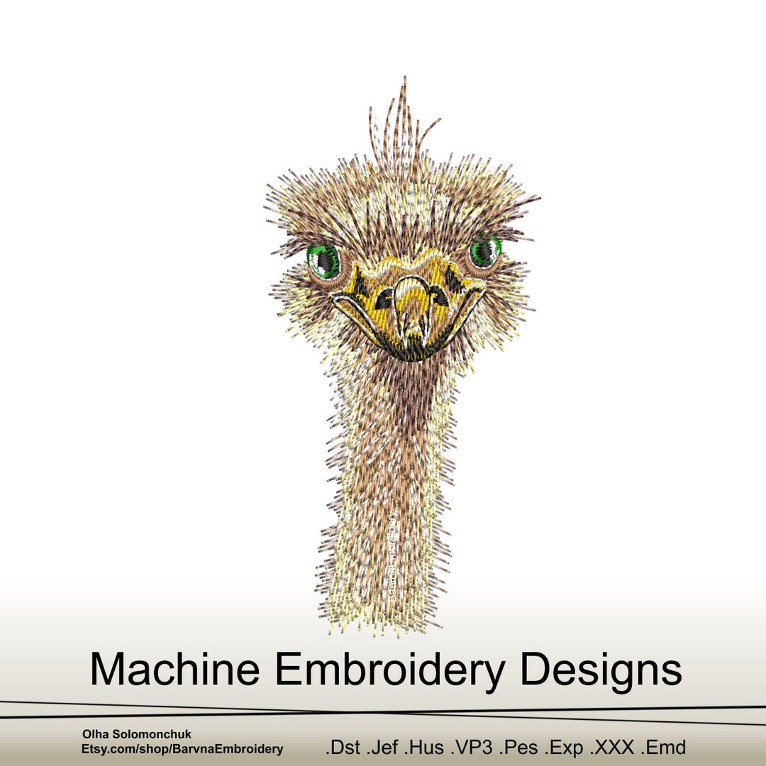 Ostrich Machine Embroidery Designs, Ostrich Embroidery Files, Instant ...
