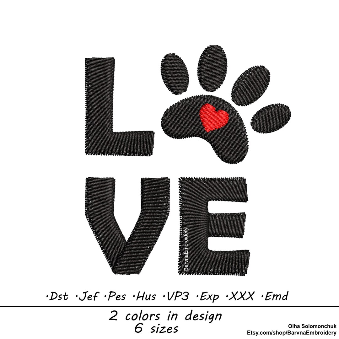 Love Paws Machine Embroidery Designs, Pets Embroidery Design, Instant ...