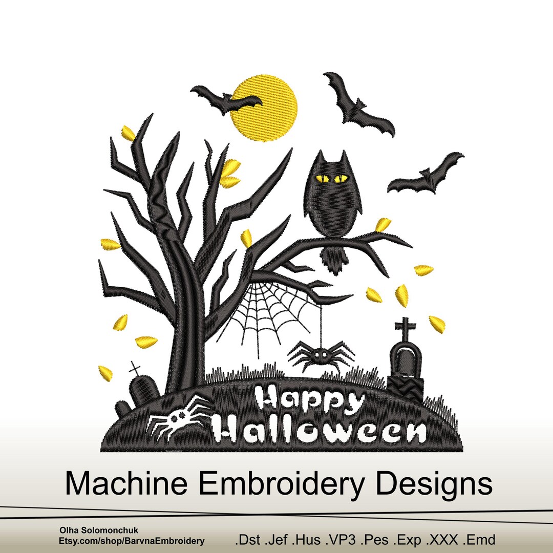 Halloween Embroidery Designs, Digital Halloween Machine Embroidery ...