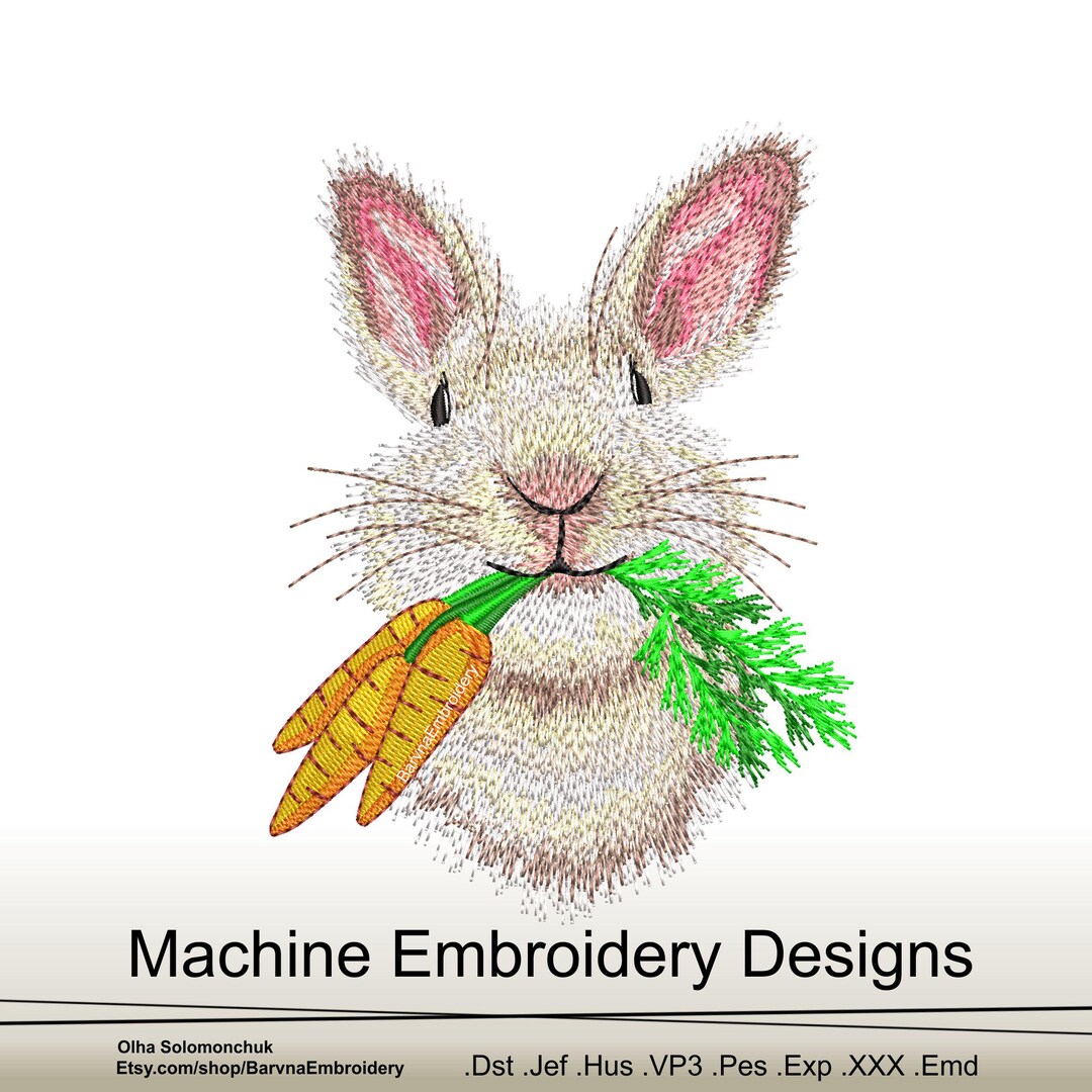Bunny Machine Embroidery Designs, Bunny With a Carrots Embroidery Files ...