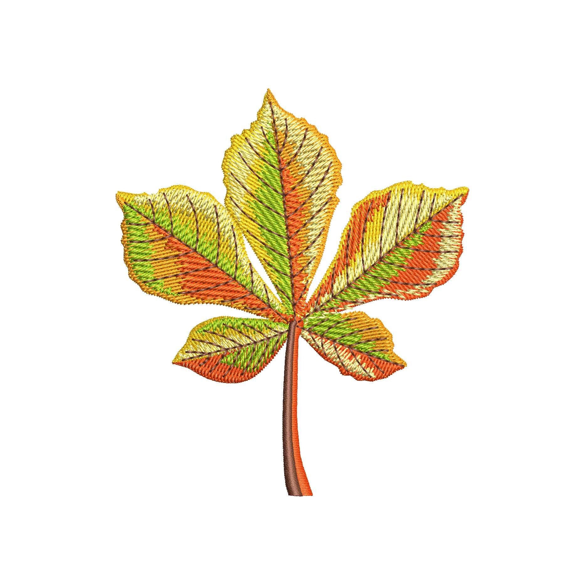 Fall Embroidery Designs Chestnut Leaves Machine Embroidery - Etsy