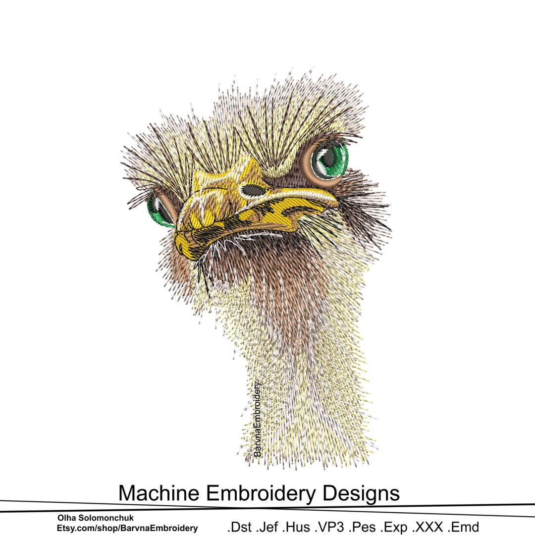 Ostrich Machine Embroidery Designs, Ostrich Embroidery Files, Instant ...