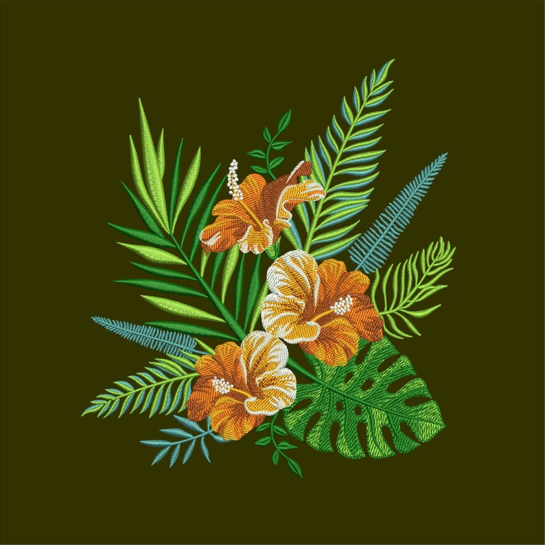 Hibiscus Flowers Machine Embroidery Designs Hawaiian Flowers - Etsy