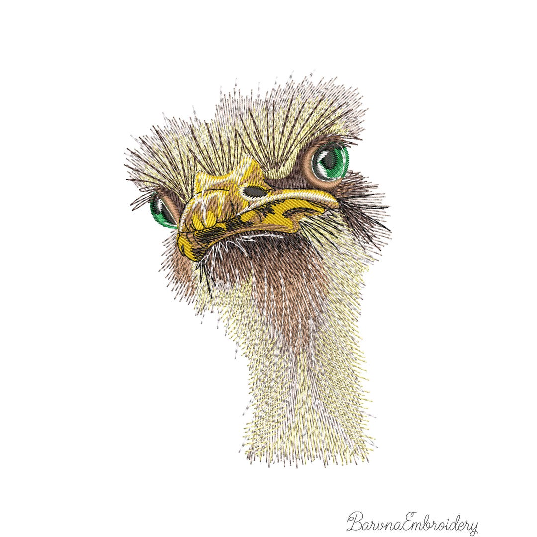 Ostrich Embroidery Design File, Bird Machine Embroidery Pattern ...