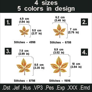 Fall Embroidery Designs, Autumn Leaves Machine Embroidery Designs, 12 ...