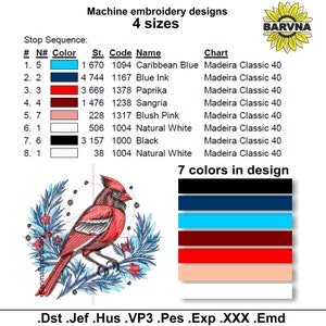 Cardinal Machine Embroidery Designs, Red Bird Embroidery Designs ...